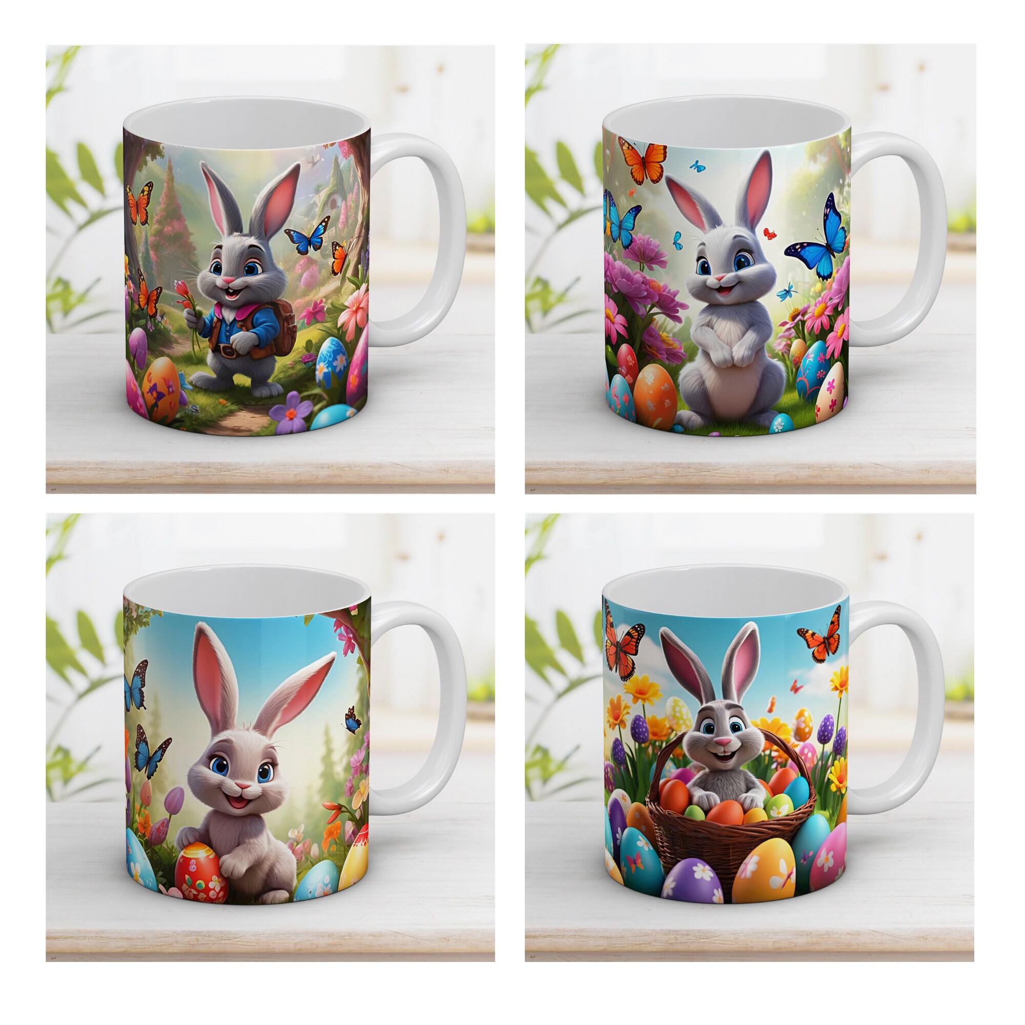 Bunny Easter Mug Wrap Bundle With Eggs and Chicken Mug Wrap Design 11 ...