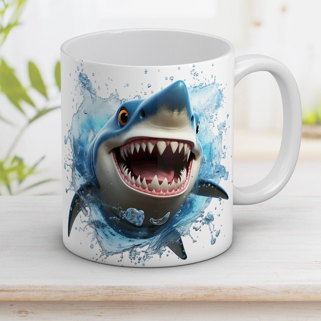 Cute Shark Mug Wrap, 3D Floral Design (digital Download) - Etsy