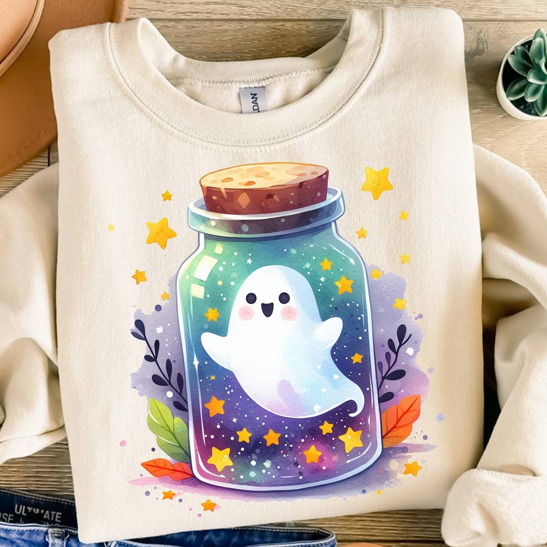 Halloween Ghost in Jar PNG, Spooky Clipart, Sublimation Design (digital ...