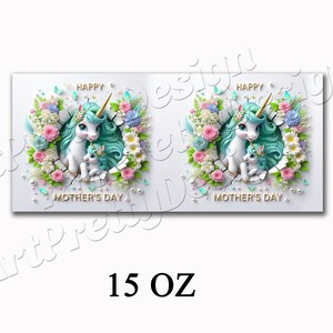 3D Happy Mother's Day With Unicorn and Flowers Mother's Day Gift 11oz ...