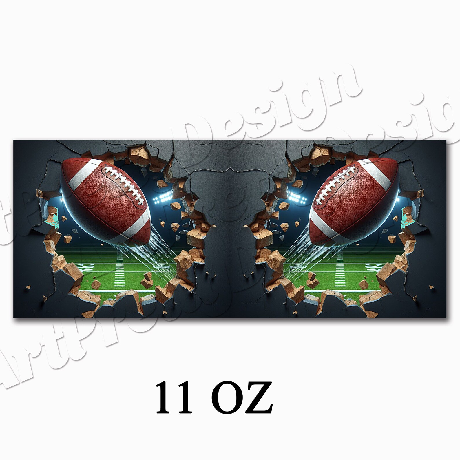 3D Football Mug Wrap: Hole in Wall Design (digital PNG) - Etsy