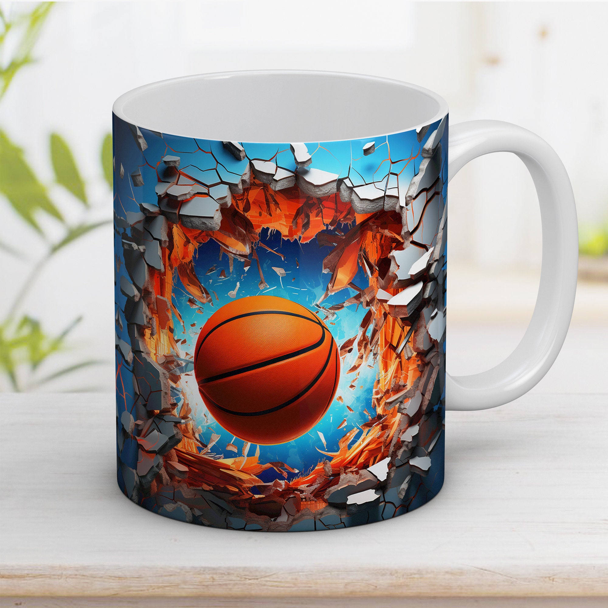 3D Basketball Mug Wrap PNG, 3D Hole in a Wall, Gift for Him, Fan Gift ...