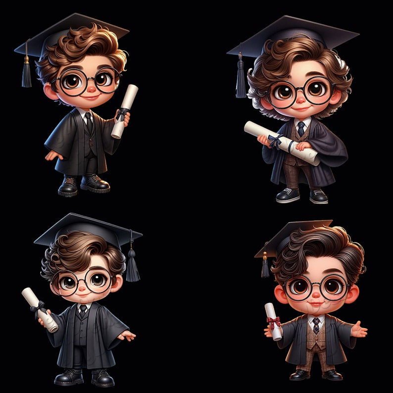 Clipart Cute Boys Graduates Bundle With Transparent Background ...