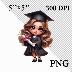 Clipart Cute Girls Graduates Bundle With Transparent Background ...