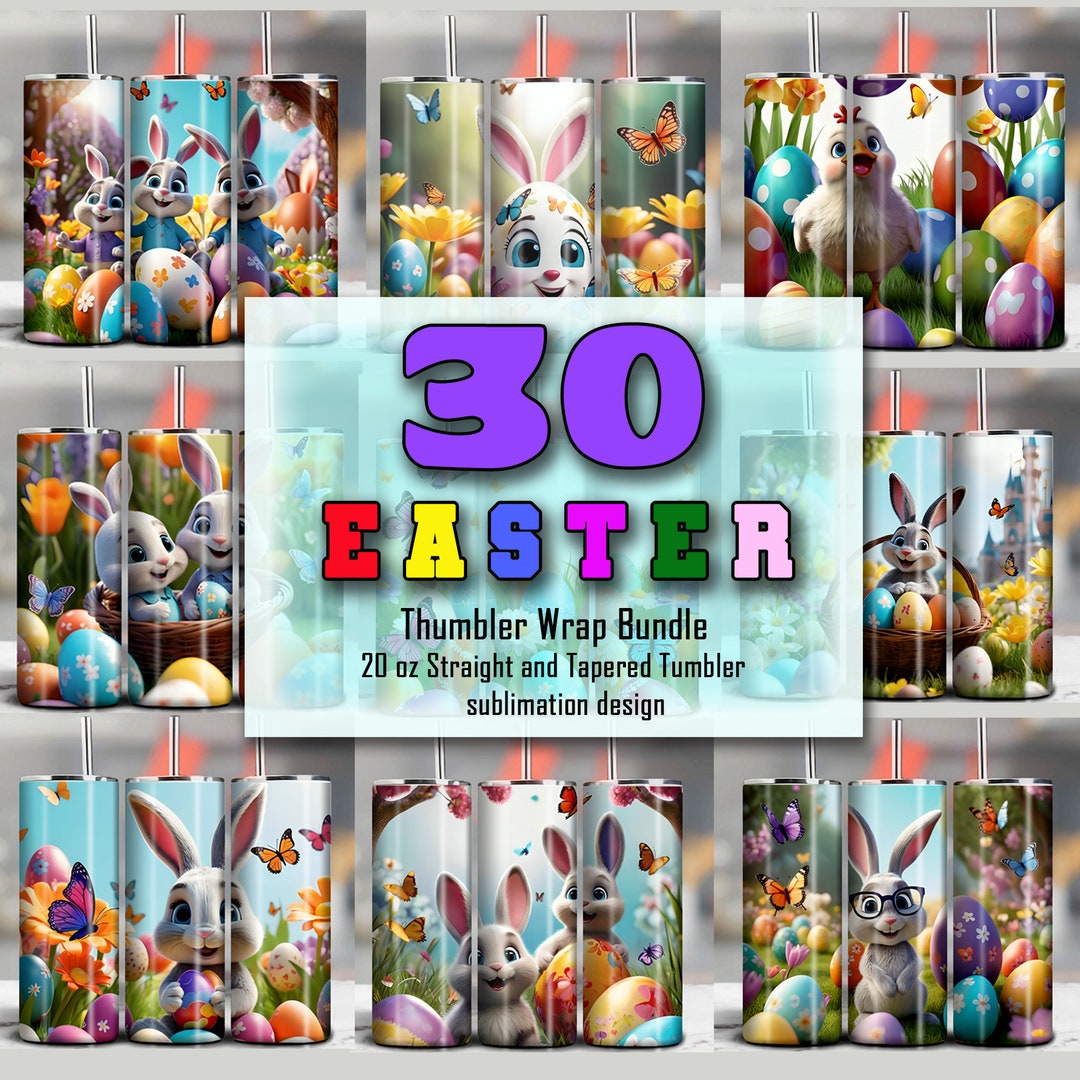 Bunny Easter Tumbler Wrap Bundle With Eggs and Chicken Tumbler Wrap ...