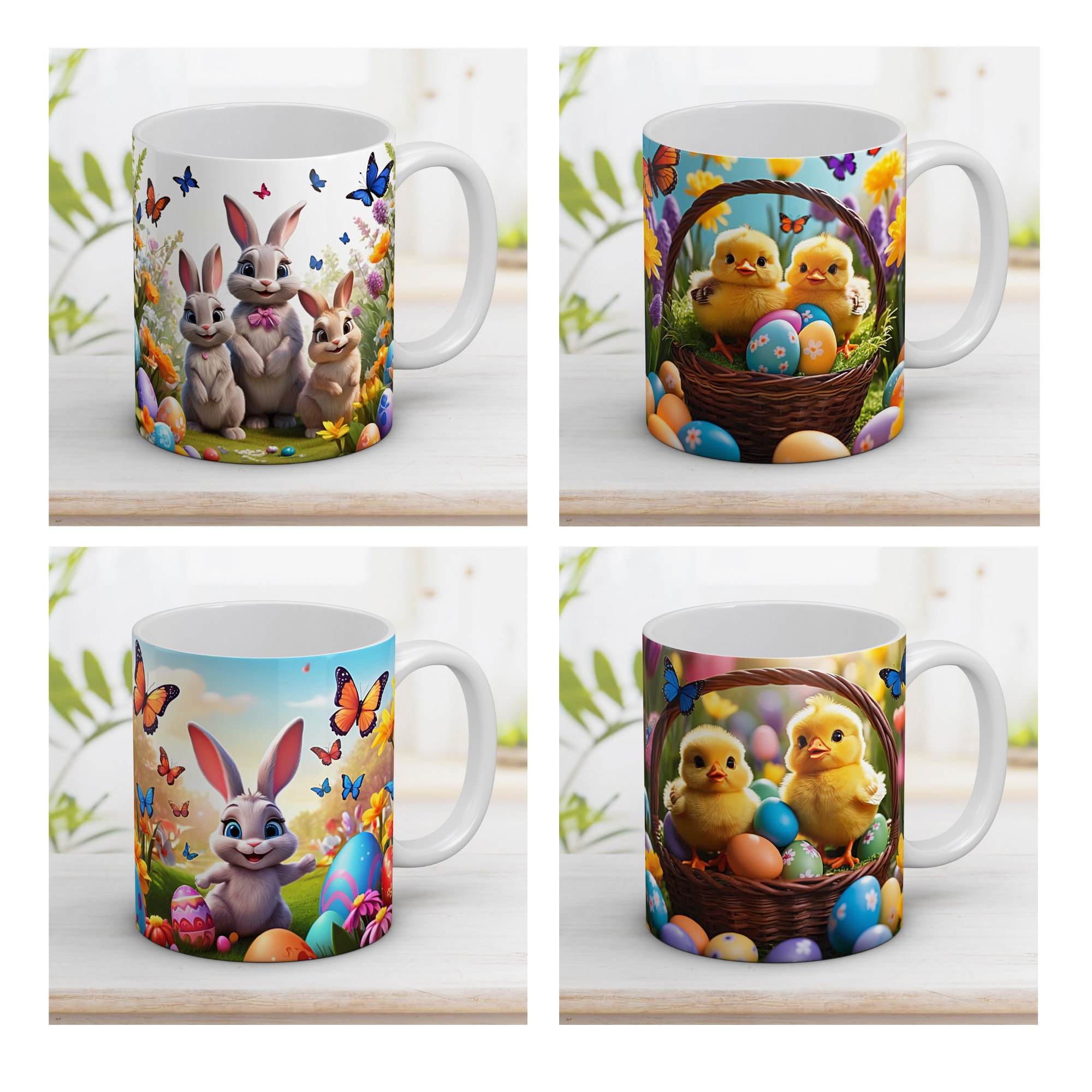 Bunny Easter Mug Wrap Bundle With Eggs and Chicken Mug Wrap Design 11 ...