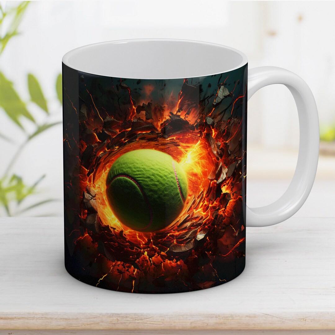 3D Tennis Ball Mug Wrap PNG, 3D Hole in a Wall, Gift for Him, Fan Gift ...