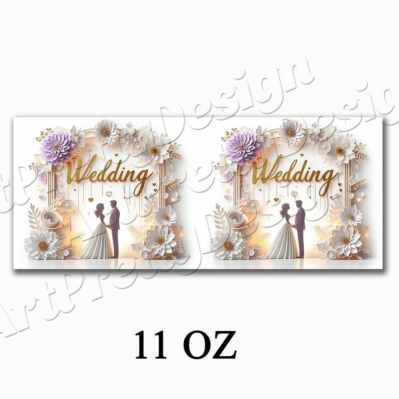 Floral Wedding Mug Wrap Design: 11oz/15oz Sublimation (digital Download ...