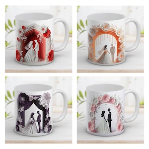 3D Wedding Couple Mug Wrap Bundle (part 2), Wedding Volume Floral Paper ...