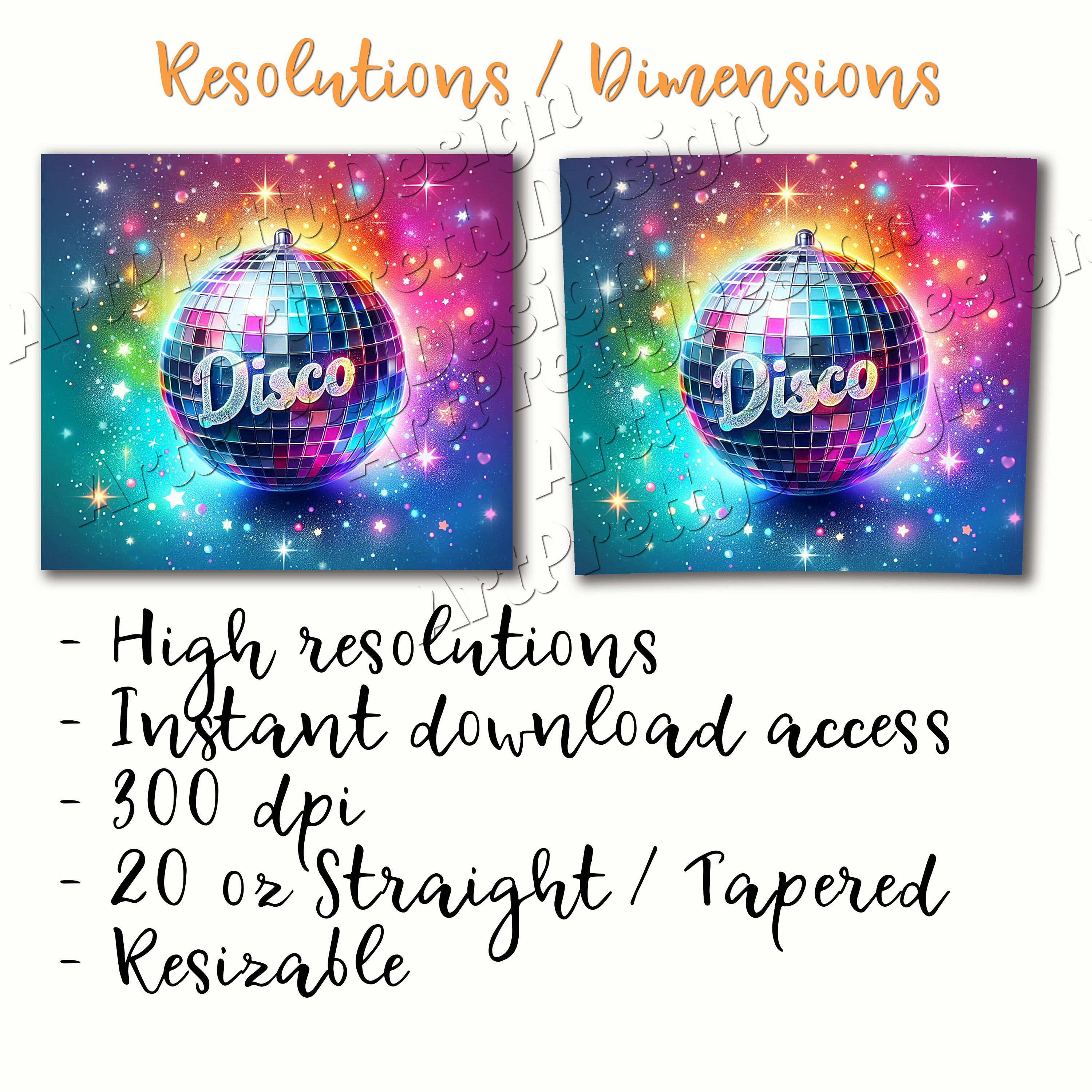 Shiny Disco Ball Tumbler Wrap Design 20oz Gift for Party and Discos ...