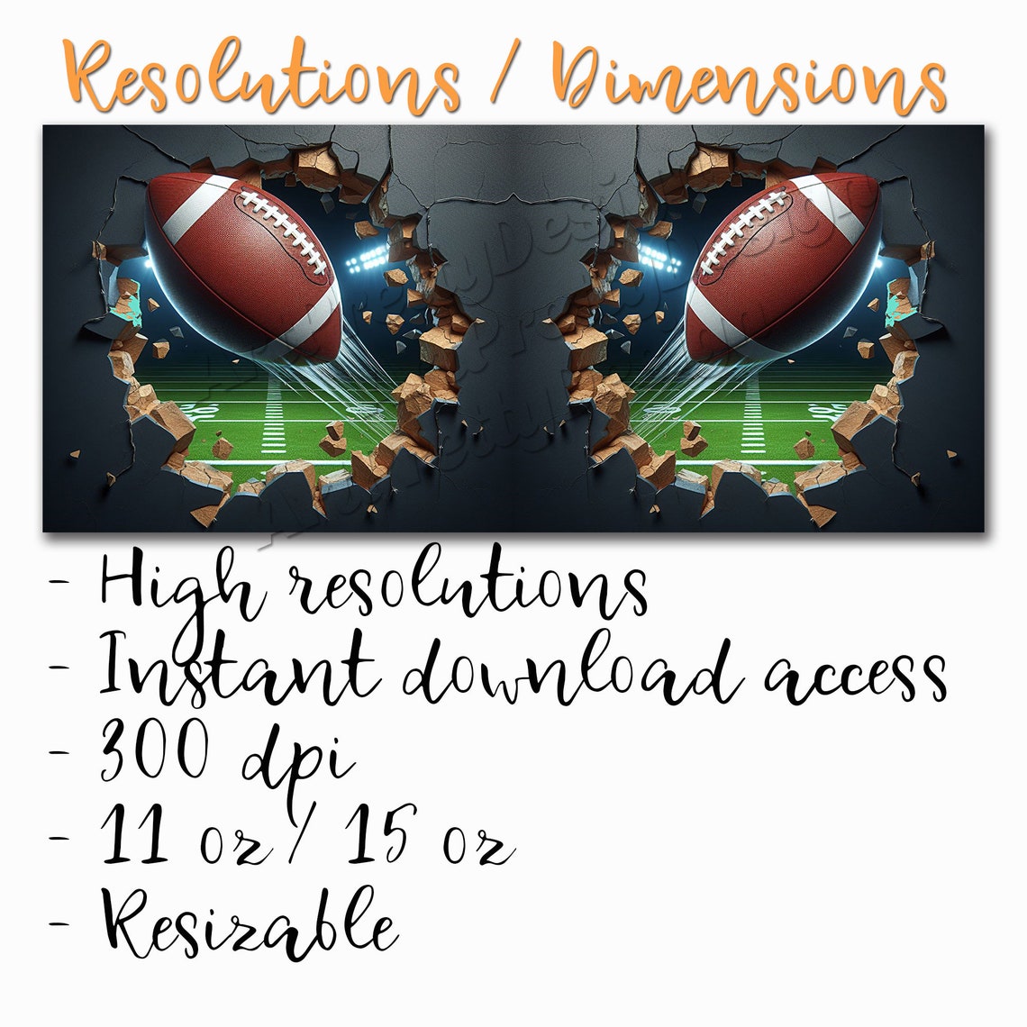 3D Football Mug Wrap: Hole in Wall Design (digital PNG) - Etsy