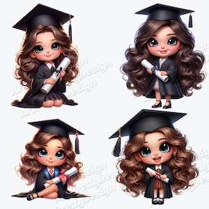 Clipart Cute Girls Graduates Bundle With Transparent Background ...