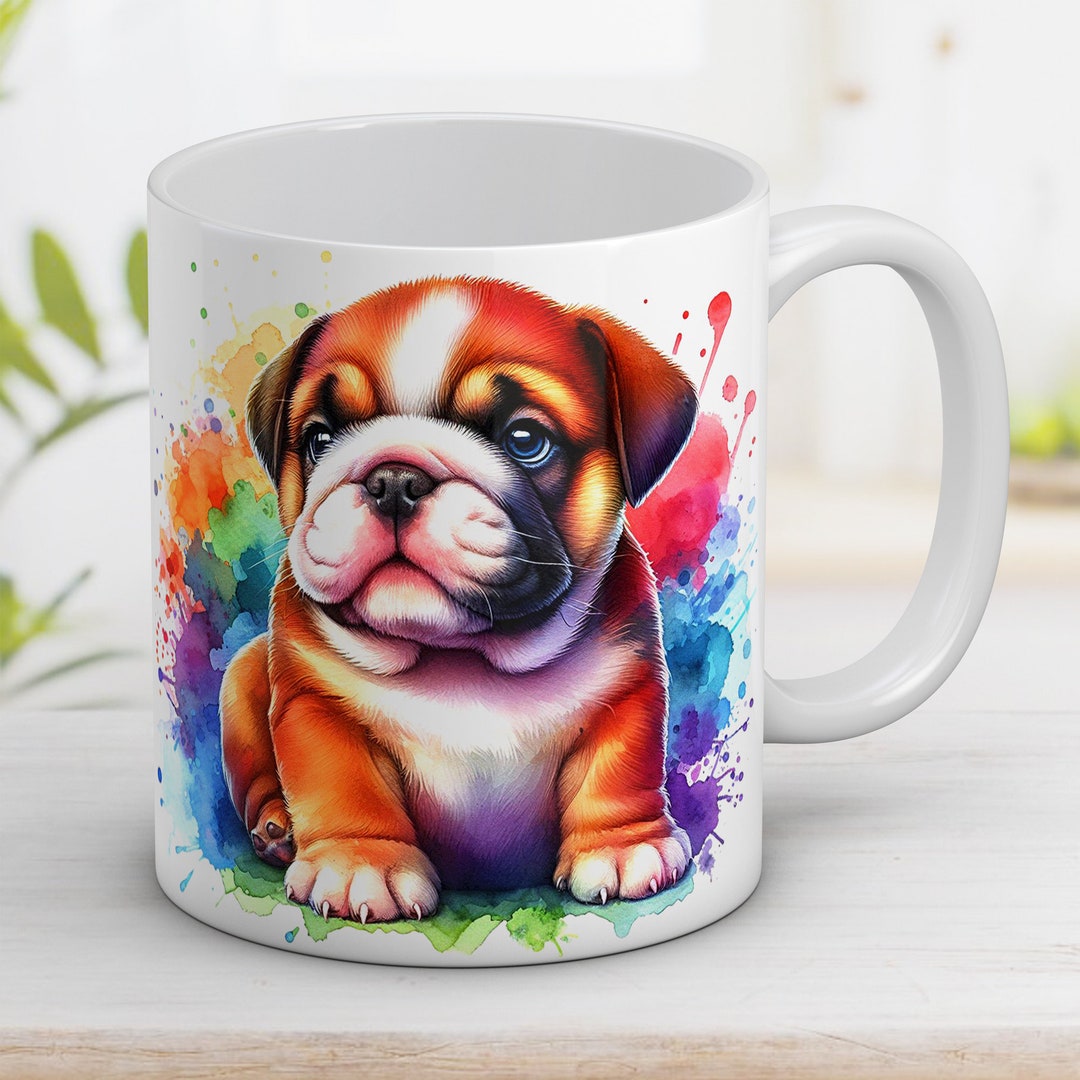 Watercolor Bulldog Puppy Mug Wrap Dog Lovers Png 11oz and 15oz Mom Gift ...