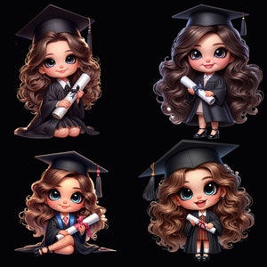 Clipart Cute Girls Graduates Bundle With Transparent Background ...