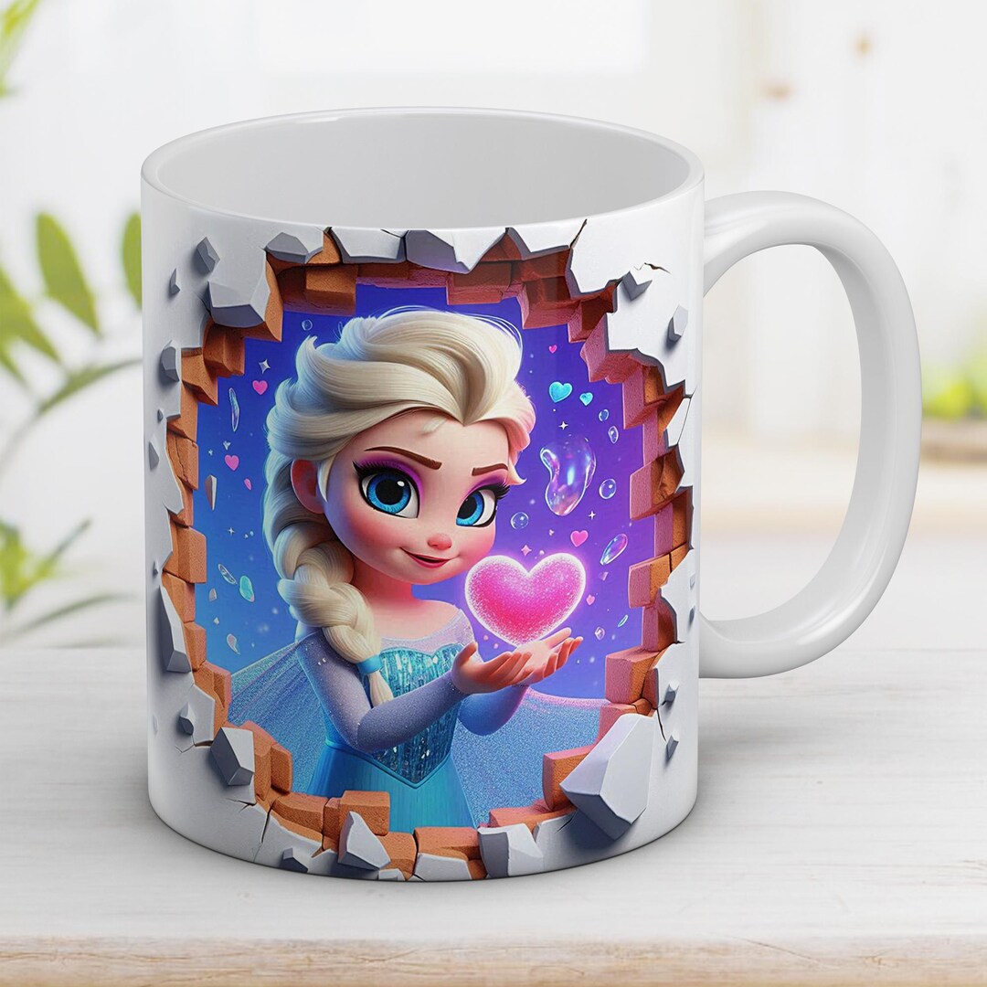 3D Happy Valentine's Day With Elsa Mug Wrap, Valentine's Day Gift, 11oz ...