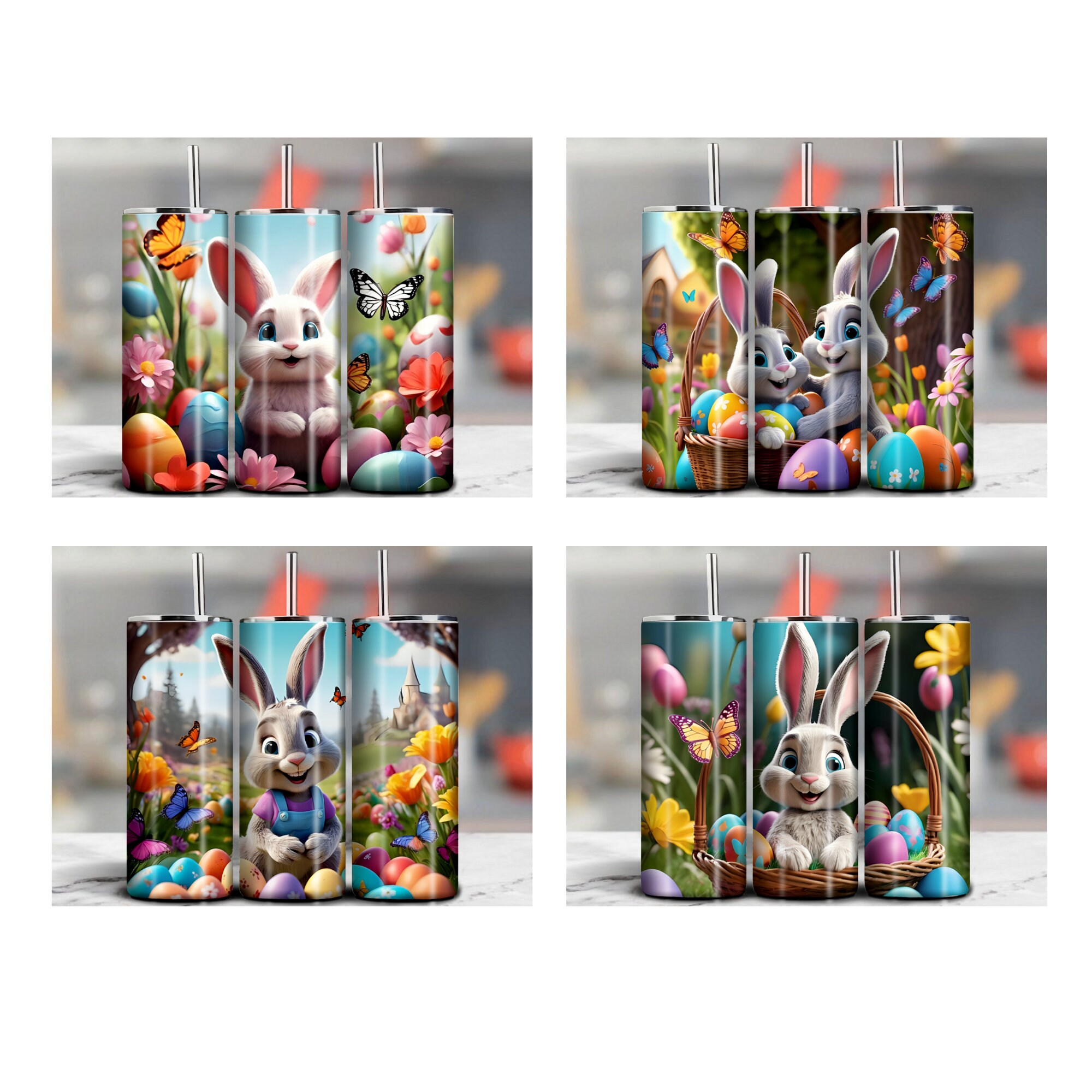 Bunny Easter Tumbler Wrap Bundle With Eggs and Chicken Tumbler Wrap ...