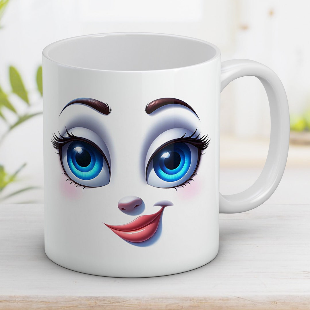 3D Emotion Smirk Smile Mug Wrap Funny Mug 11 and 15 Oz Design ...