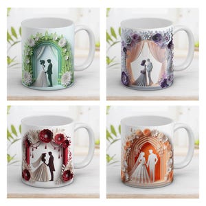 3D Wedding Couple Mug Wrap Bundle (part 2), Wedding Volume Floral Paper ...