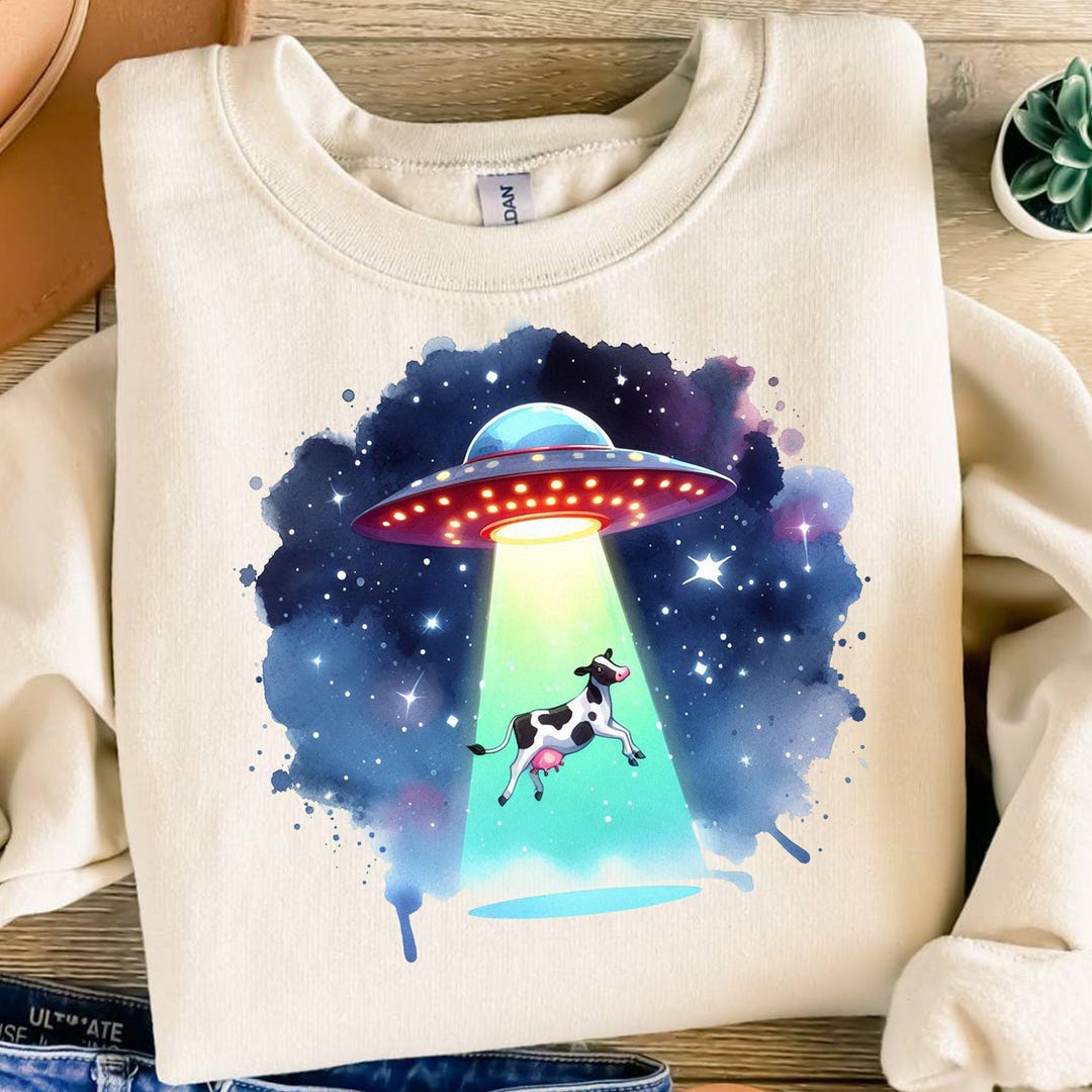 UFO Cow Abduction Clipart, Alien PNG, Sublimation Design (digital ...