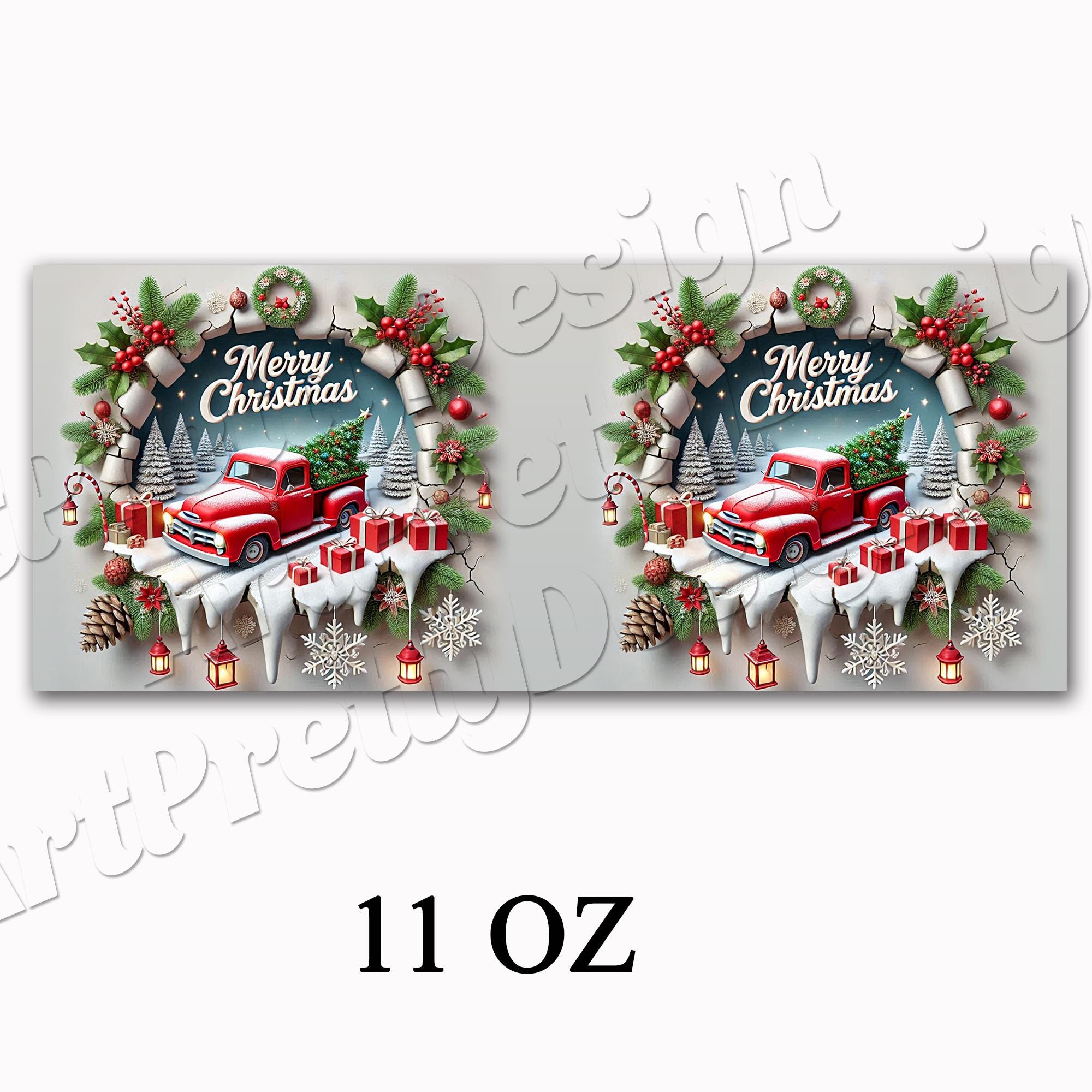 Red Truck Christmas Mug Wrap Sublimation Design (digital Download) - Etsy