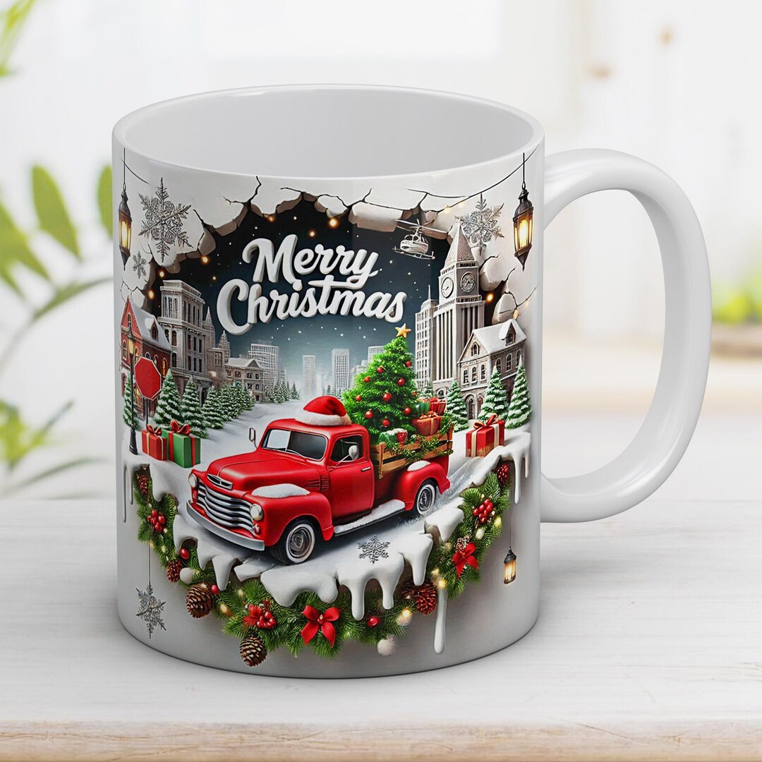 Red Truck Christmas Mug Wrap Sublimation Design (digital Download) - Etsy