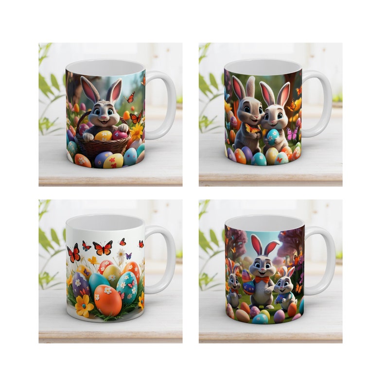 Bunny Easter Mug Wrap Bundle With Eggs and Chicken Mug Wrap Design 11 ...