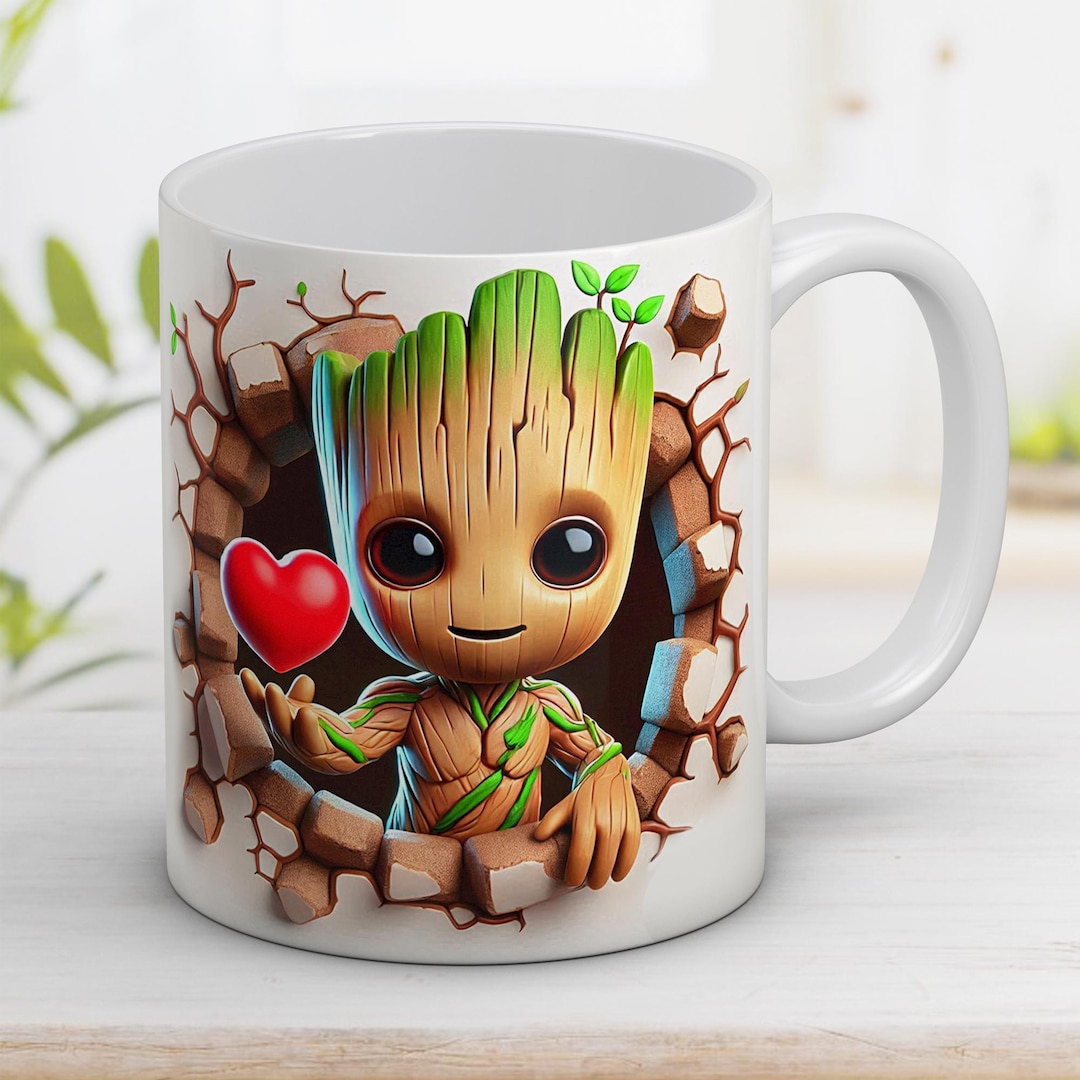 3D Happy Valentine's Day With Groot Mug Wrap, Valentine's Day Gift ...