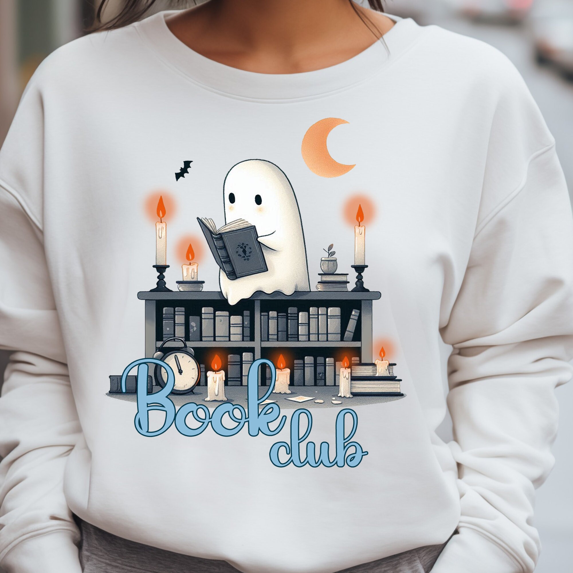 Book Club With Ghost Png, Sublimation Design, Ghost Clipart PNG, Book ...