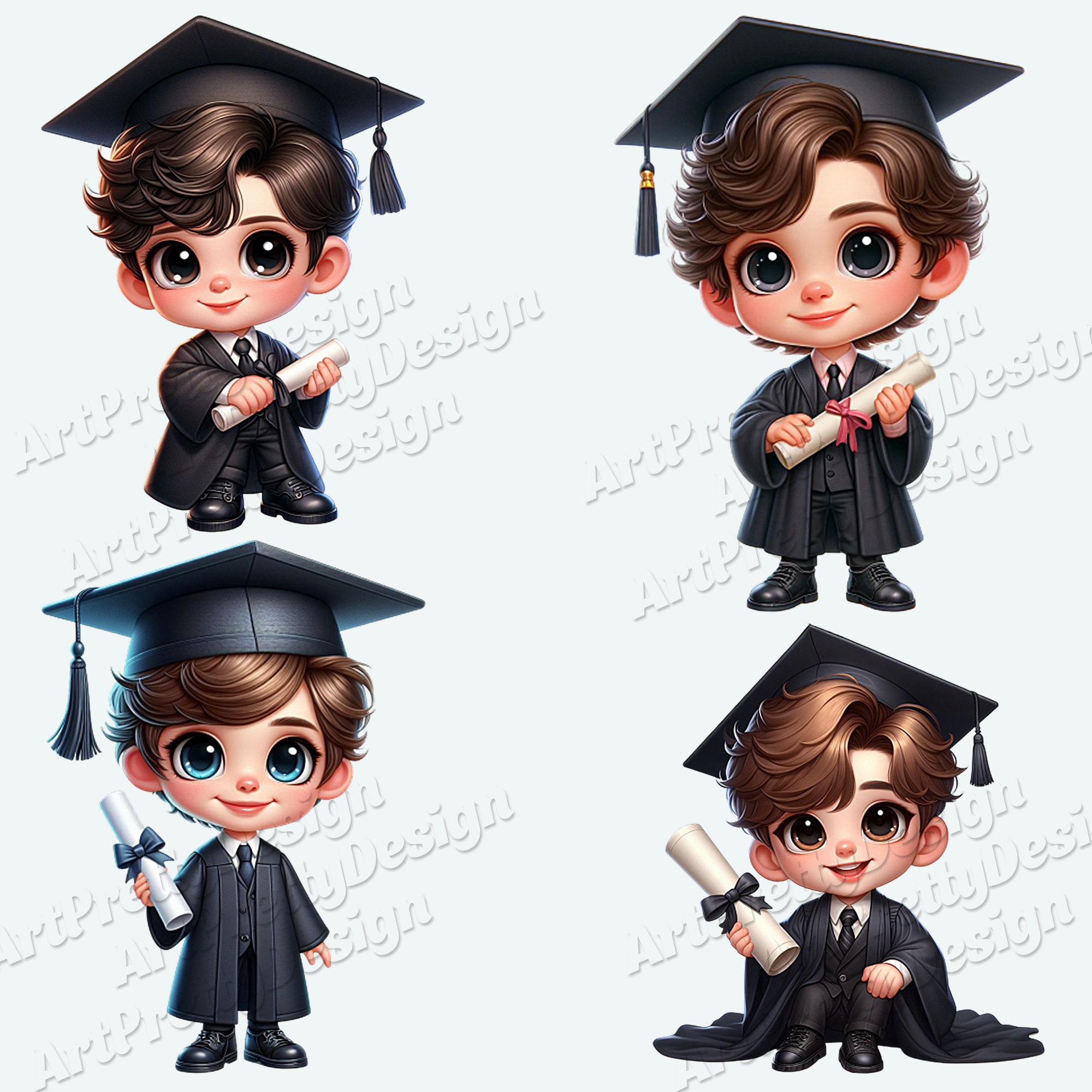 Clipart Cute Boys Graduates Bundle With Transparent Background ...