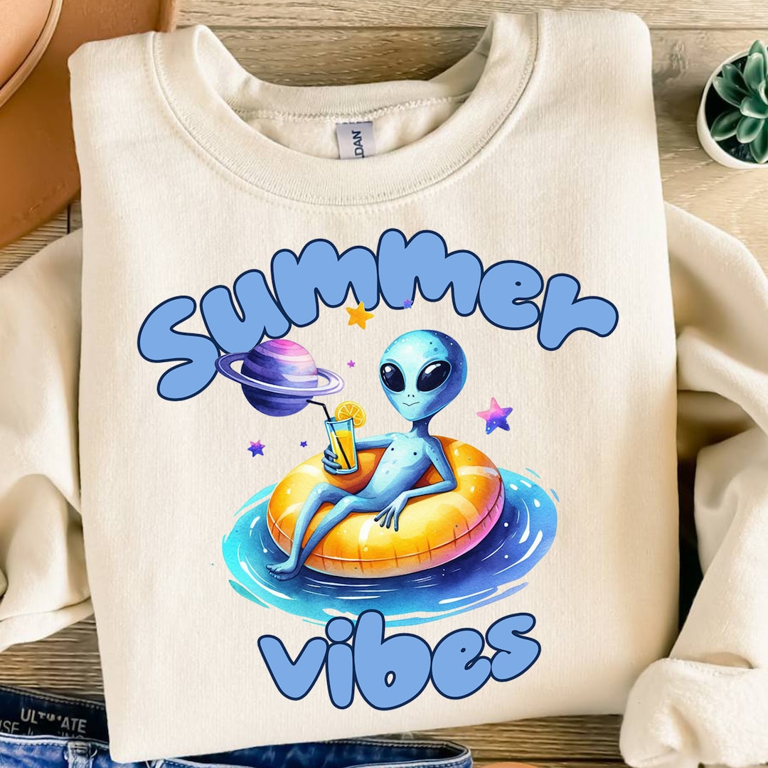 Summer Vibes With Alien Png, Alien Clipart Png, Sublimation Design ...