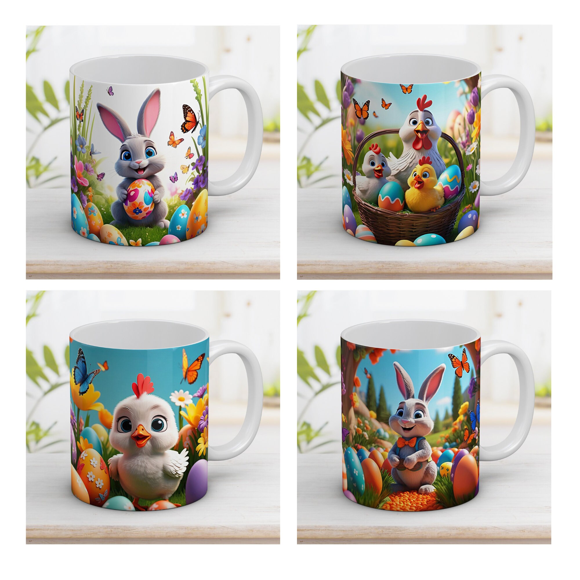 Bunny Easter Mug Wrap Bundle With Eggs and Chicken Mug Wrap Design 11 ...