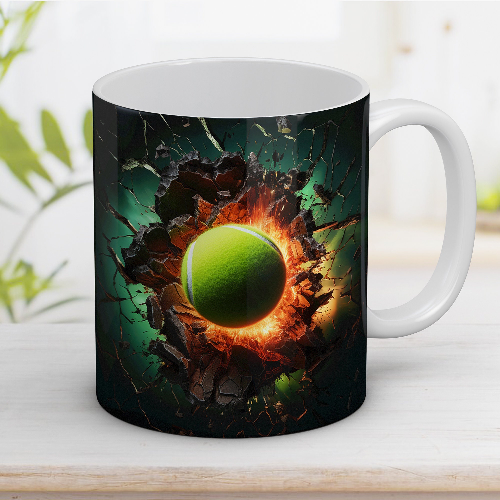 3D Tennis Ball Mug Wrap PNG, 3D Hole in a Wall, Gift for Him, Fan Gift ...