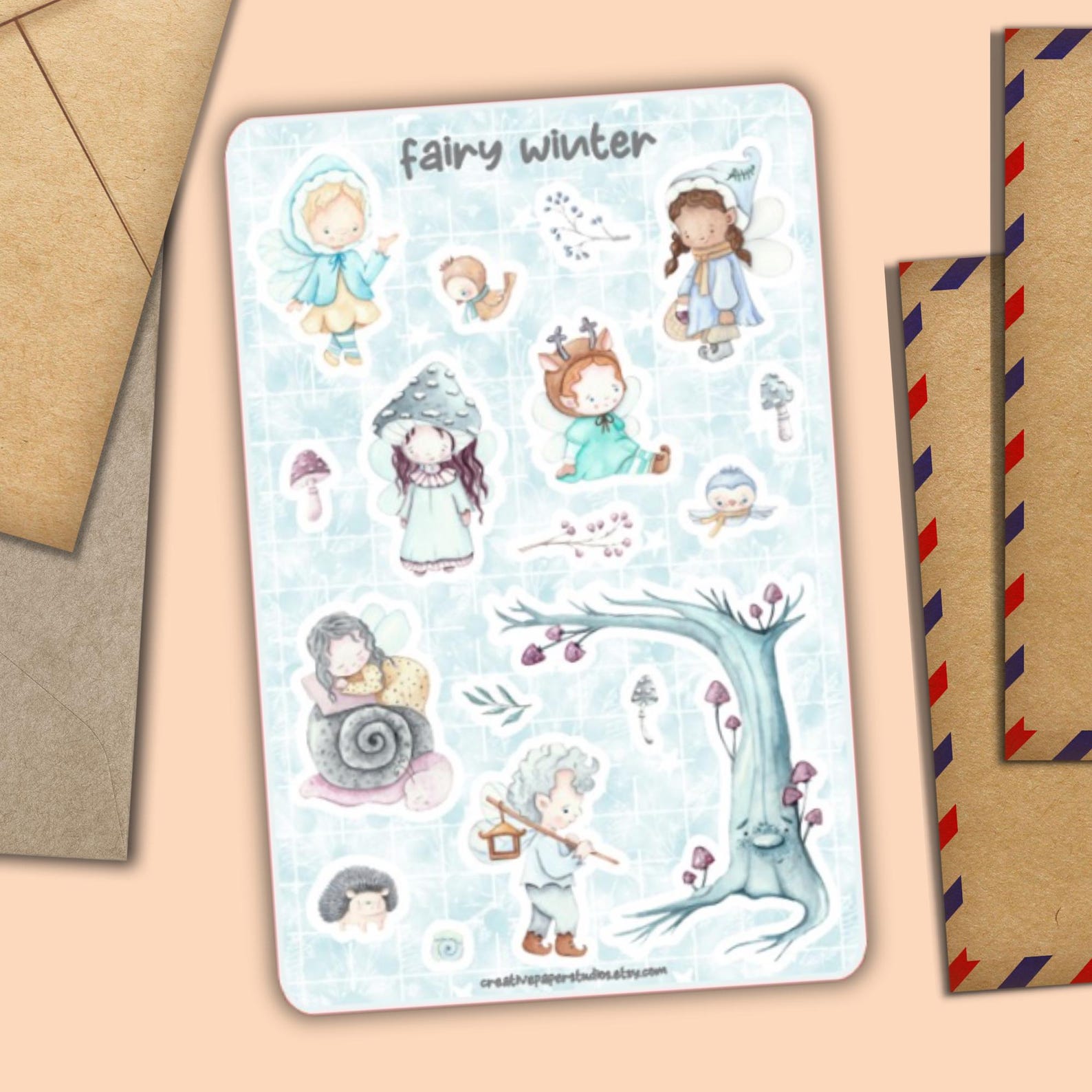 Fairy Winter Matte Sticker Sheet, Happy Mail Envelope Decoration ...