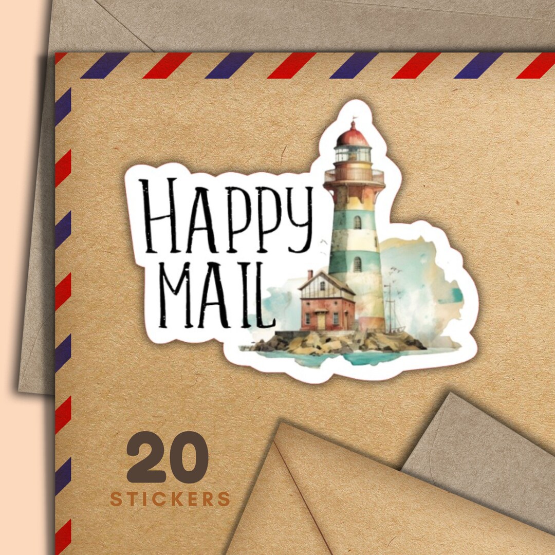 Lighthouse Stickers, Set of 20 Happy Mail Sticker Flakes, Cute Penpal Supplies for Snail Mail ...