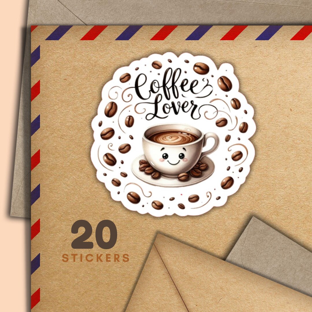 Little Coffe Cup Stickers, Set of 20 Happy Mail Sticker Flakes, Cute ...