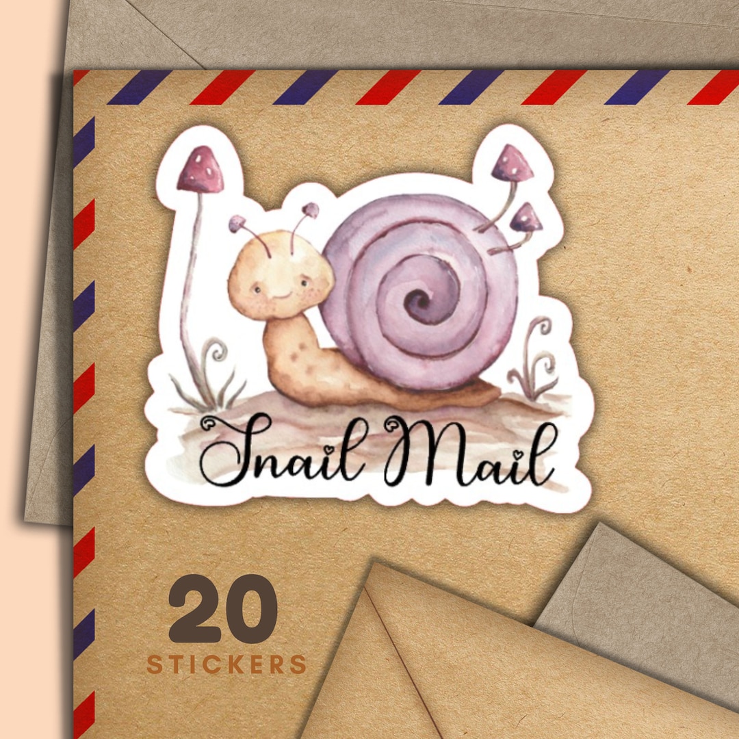 Watercolor Snail Stickers, Set of 20 Happy Mail Sticker Flakes, Cute ...