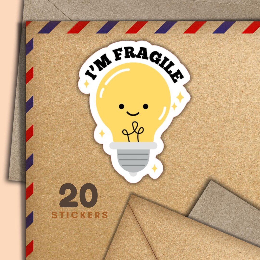 Fragile Lightbulb Stickers, Set of 20 Happy Mail Sticker Flakes, Cute ...