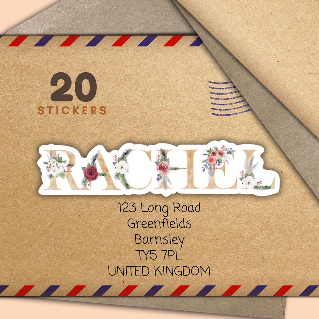 Posy Name Stickers, Personalised Labels for Pen Pal Envelopes, Happy ...