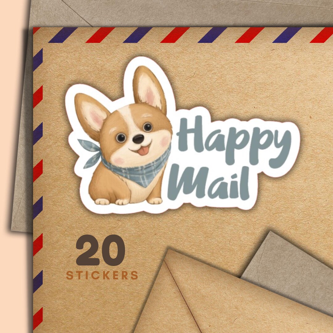 Corgi Stickers, Set of 20 Happy Mail Sticker Flakes, Cute Penpal ...