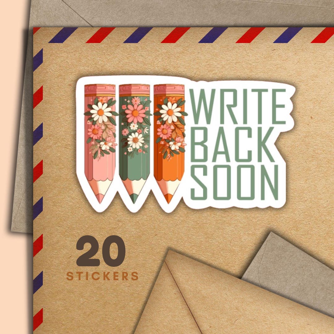 Floral Pencils Stickers, Set of 20 Happy Mail Sticker Flakes, Cute ...