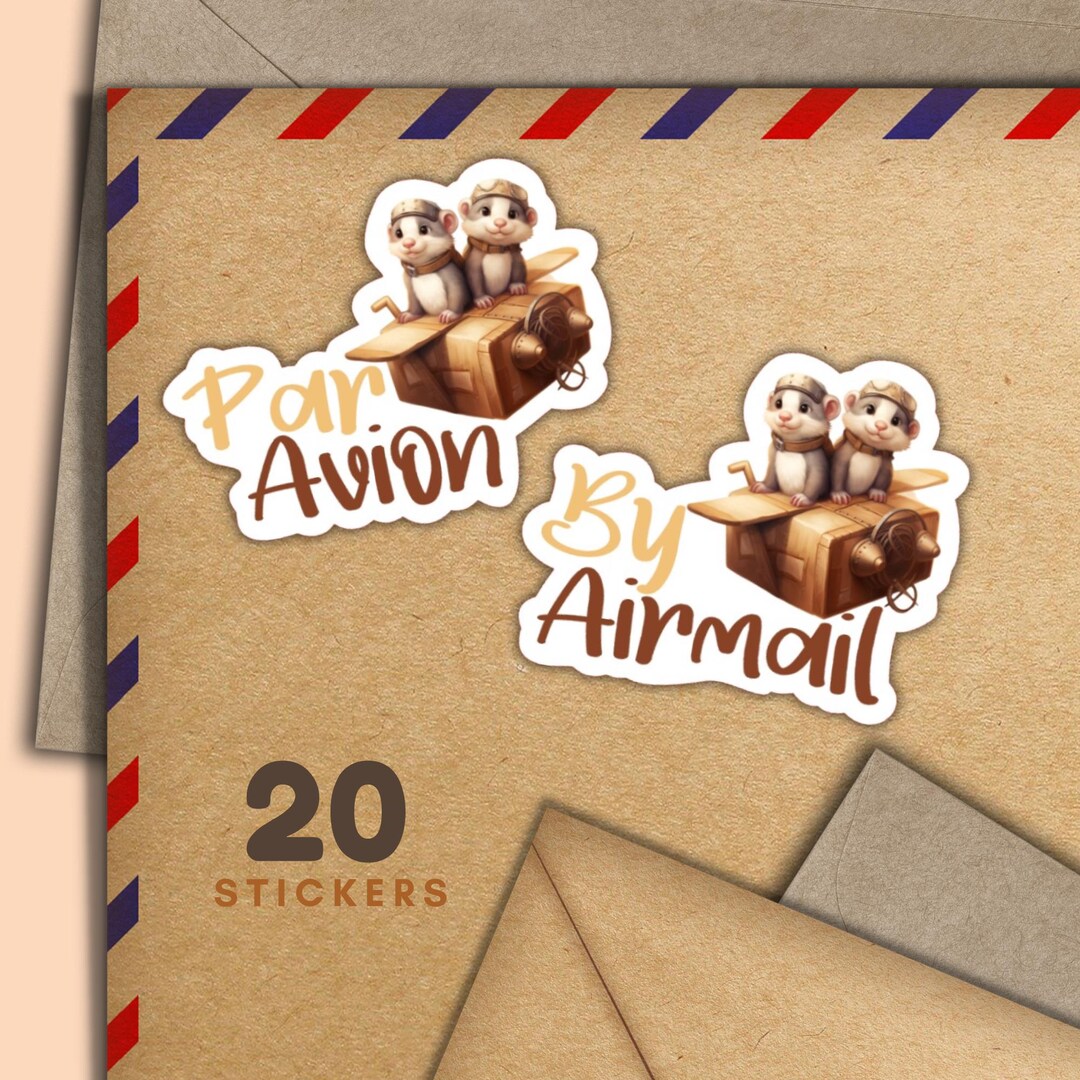 Cardboard Airplane Stickers, Set of 20 Happy Mail Sticker Flakes, Retro ...