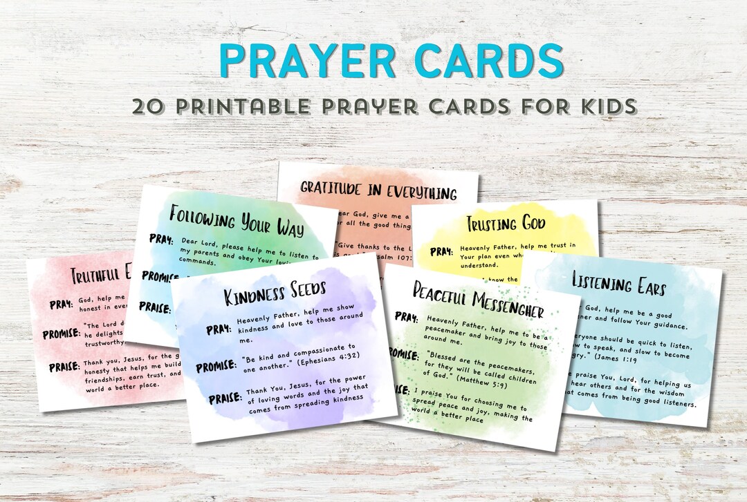 Prayer Cards for Kids, Bible Verse Cards, Praying Scripture, Christian ...