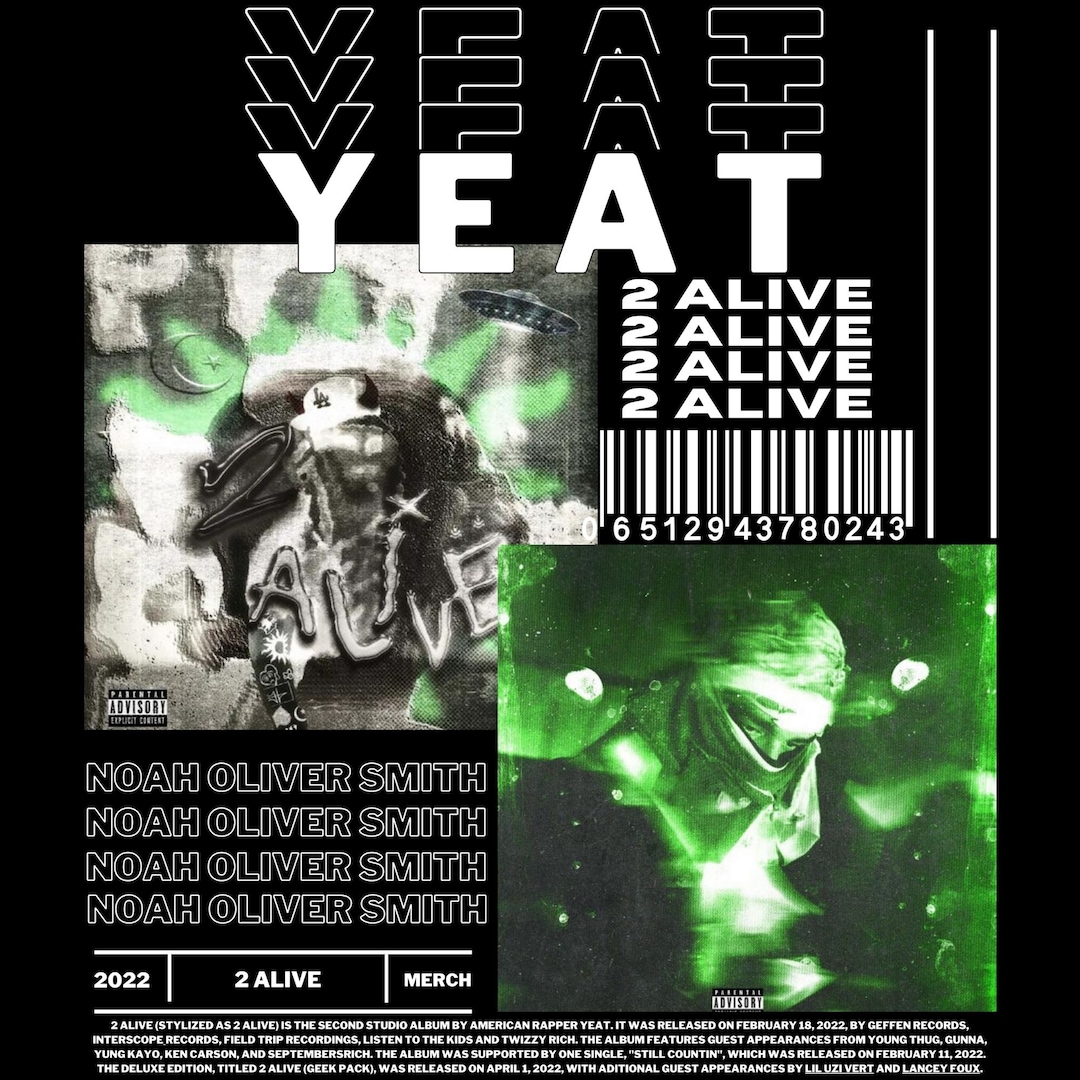 YEAT T Shirt Design. PNG Digital 4500x5100 Px. Rapper, Rap, Hiphop ...