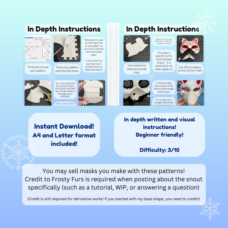 Therian Mask Snout Pattern Pack and Tutorial Four Shapes Included ...