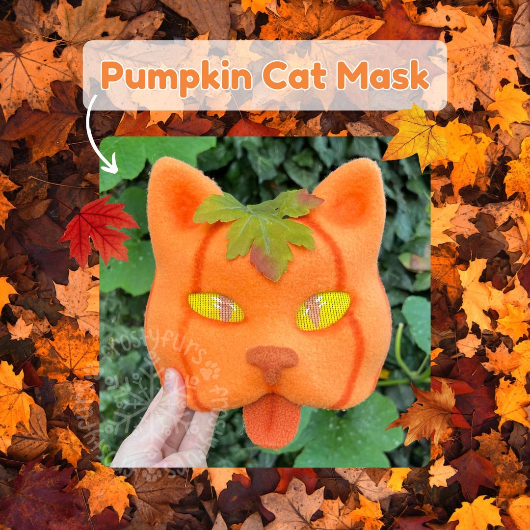 Handmade Pumpkin Cat Mask: Ideal for Therians, Quadrobics, LARP, or ...