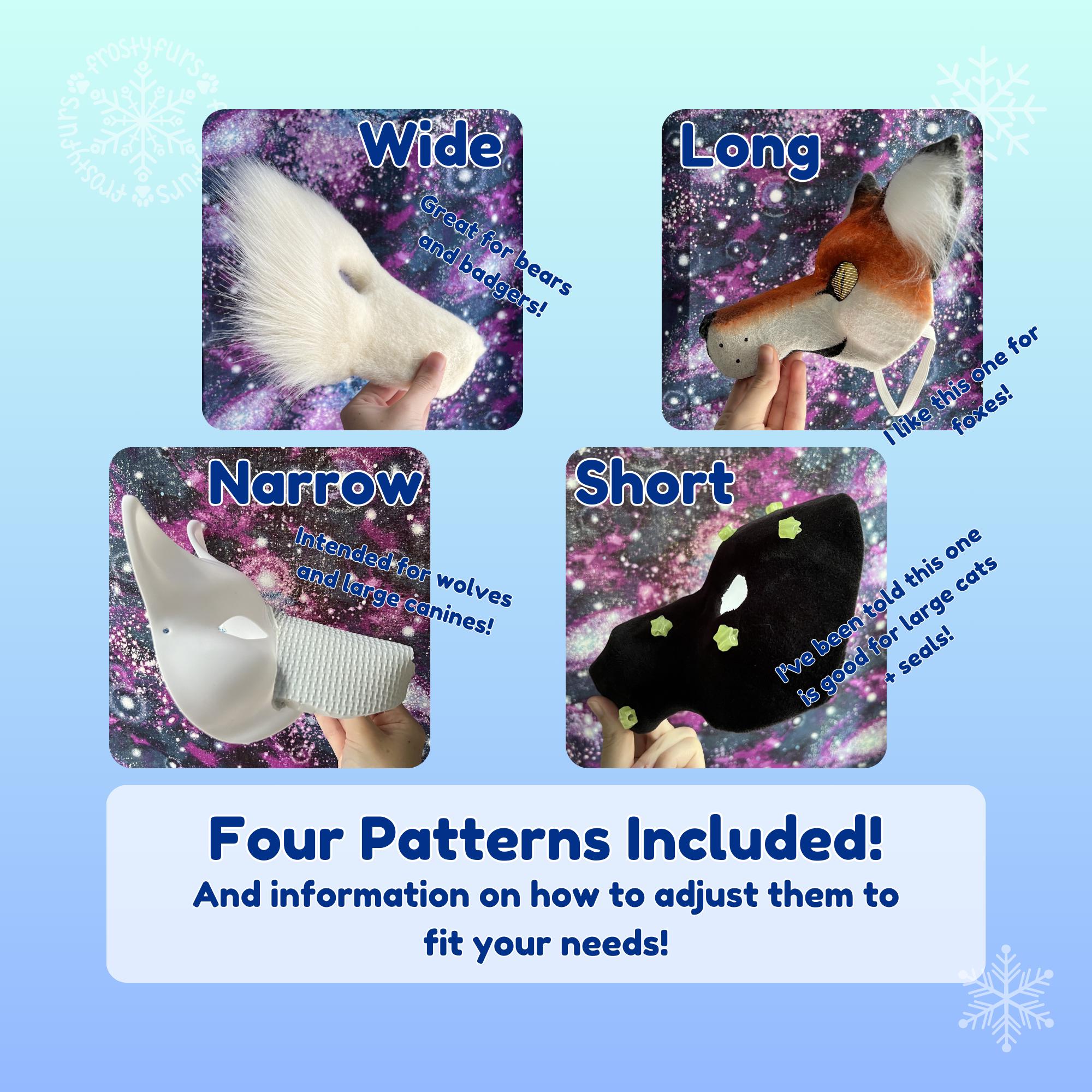 Therian Mask Snout Pattern Pack and Tutorial - Four Shapes Included ...