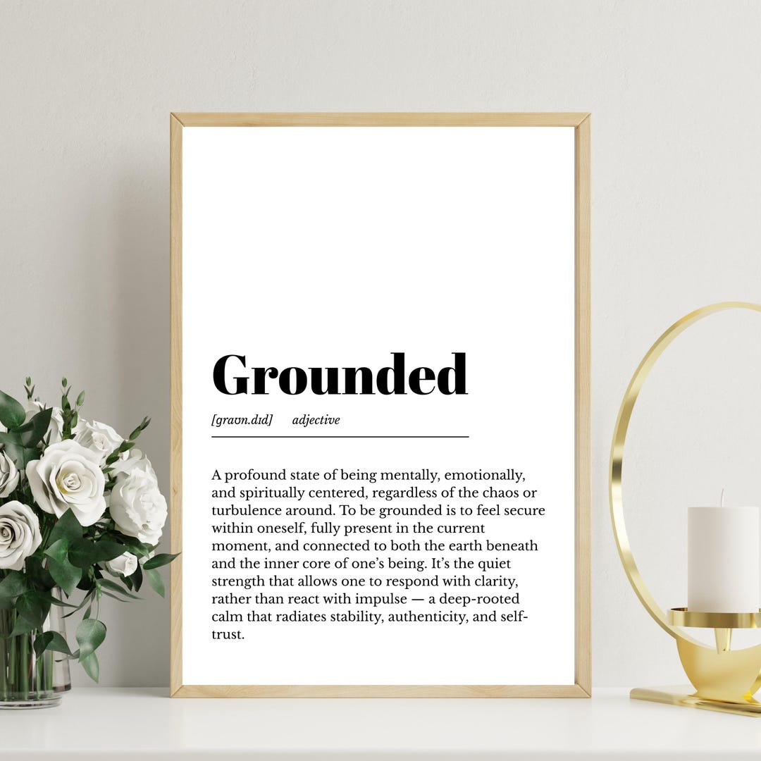 Grounded Definition Wall Art - Minimalist Yoga Print - Mindfulness ...