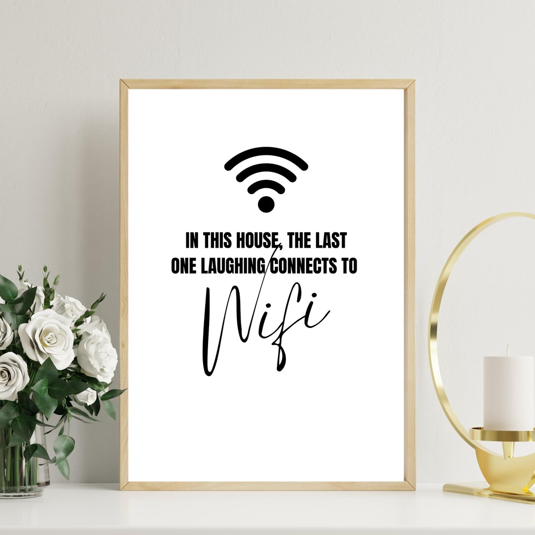 Funny Wifi Wall Art - in This House Poster - Minimalist Typography ...