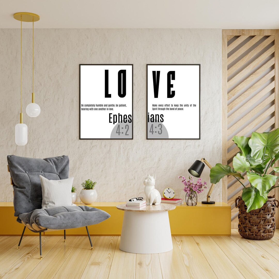 Christian Bible Verse Wall Art | Ephesians 4:2-3 Printable | Love ...