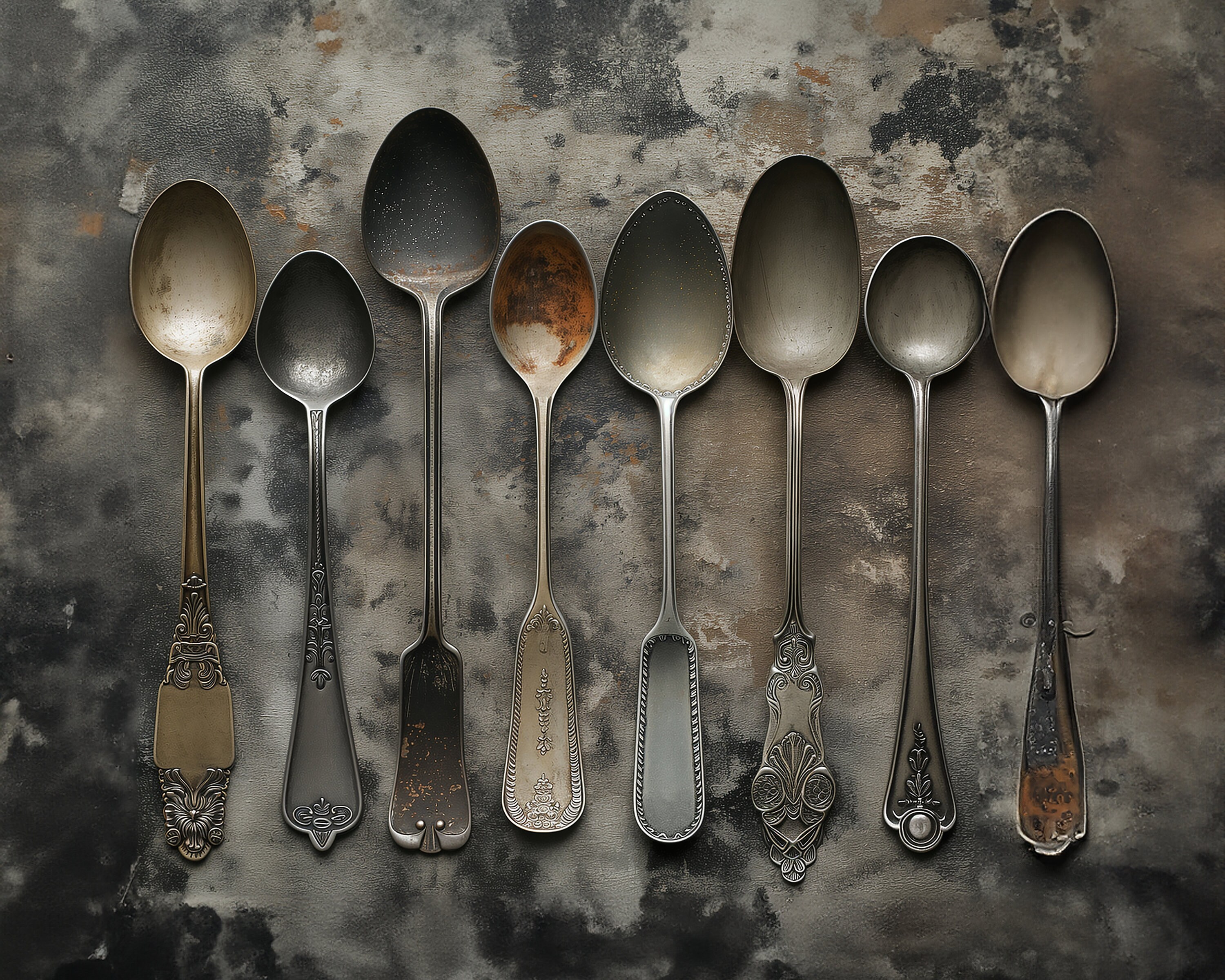 Vintage Spoon Collection Art - Antique Silverware Digital Print ...